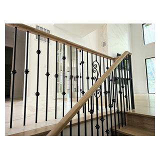 120_Luxurious White Oak Stair with Iron Balusters, Great Falls, 22066 ...