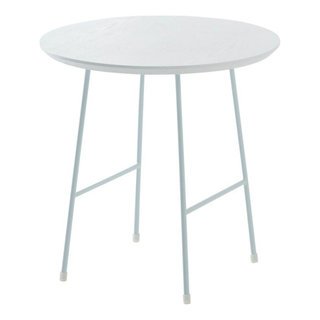 Rossmore Mid Century Modern Round Side Table With White Steel Frame ...