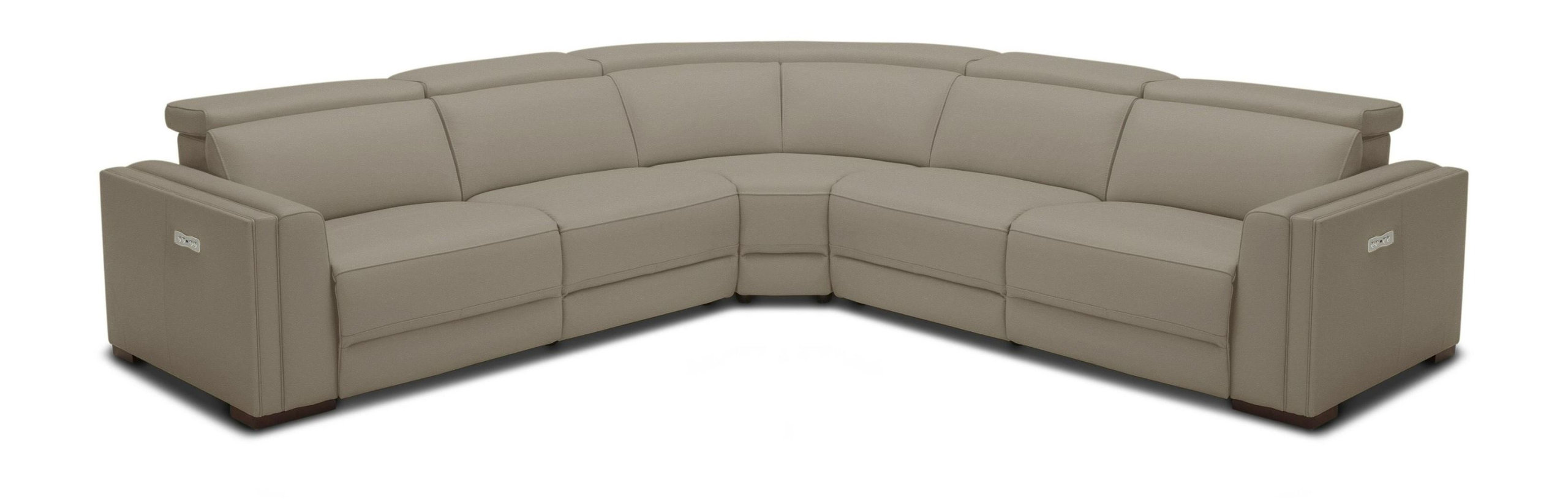 Modrest Frazier Modern Tan Leather Sectional Sofa With 3 Recliners ...