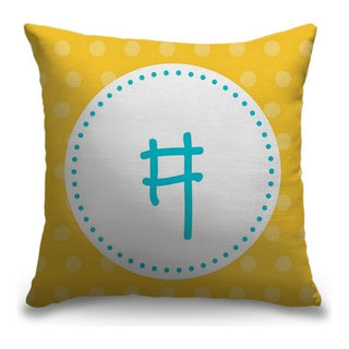 "Hashtag Symbol - Dot Circle" Outdoor Pillow, 16" x 16" - Contemporary ...