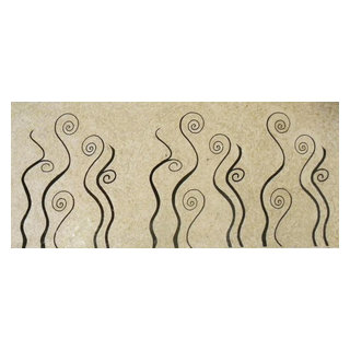 Wavy Swirl Lines Mosaic Marble Design, 69" x 31" - Contemporary - Tile ...