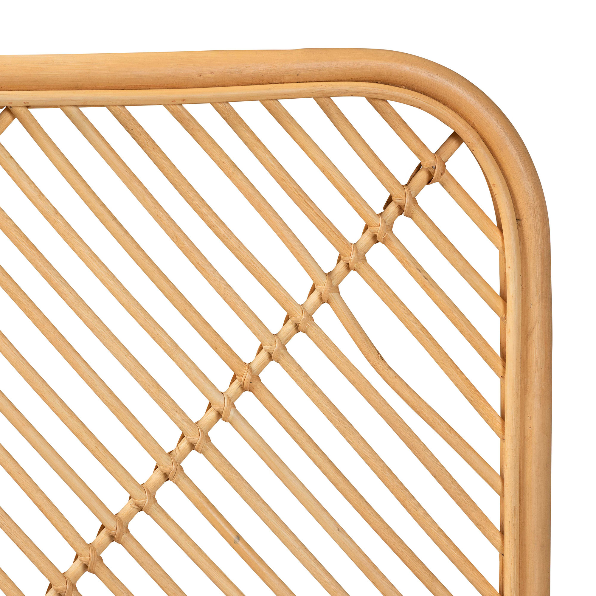 Sakina Modern Bohemian Natural Brown Rattan Queen Size Wall-mount ...