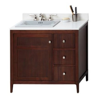 Ronbow Briella Solid Wood 36" Vanity Cabinet Base, American Walnut ...