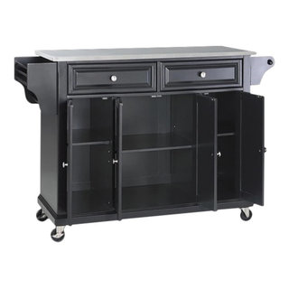 Catania Modern / Contemporary Stainless Steel Top Kitchen Cart in Black ...