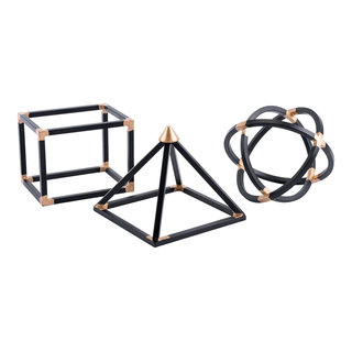 Modern Accent Decor Figurine, Set of 3, Black - Contemporary ...