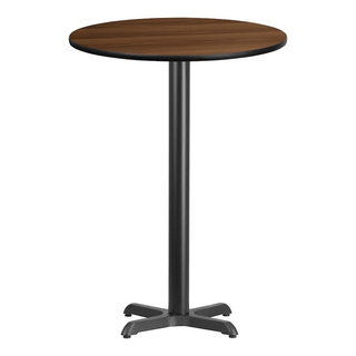 Flash 30'' Round Laminate Table Top/22'' x 22'' Bar Table Base, Walnut ...