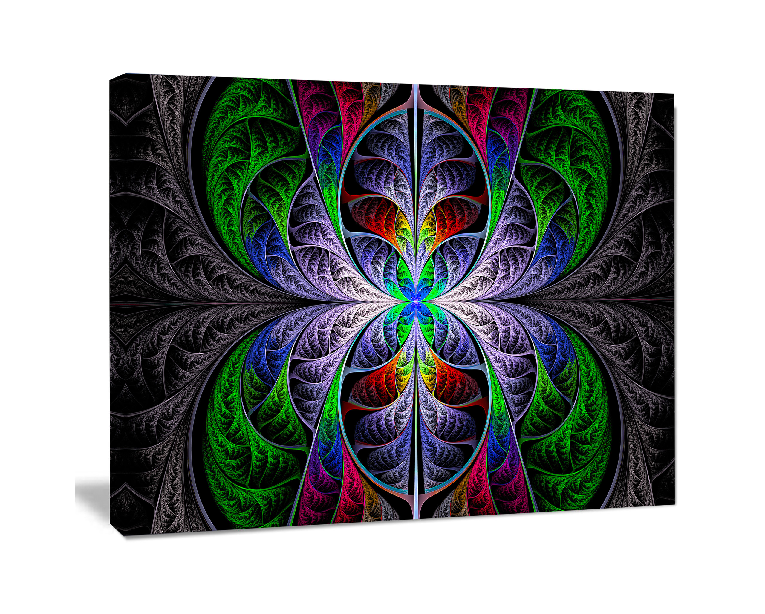 Beautiful Fractal Stained Glass, Abstract Wall Art Canvas, 20"x12"x1 ...