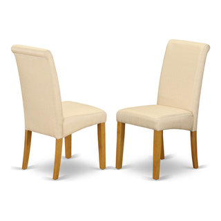 Parson Chair With Oak Finish Leg and Linen Fabric-Light Baige Color ...