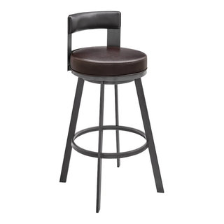 Flynn Swivel Counter or Bar Stool in Faux Leather and Metal ...