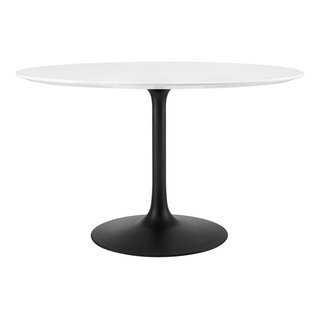Lippa 47" Round Wood Dining Table Black White - Midcentury - Dining ...