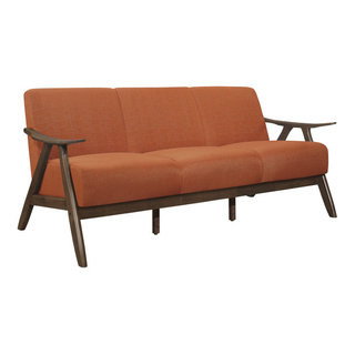 Retro Modern Sofa, Exposed Walnut Finished Frame & Cushioned Seat - Midcentury - Sofas - by ...