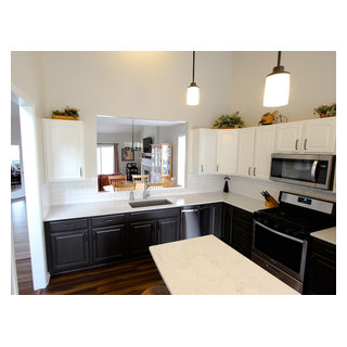 White Kitchen with White Subway Tile and Eternia Quartz Countertop ...