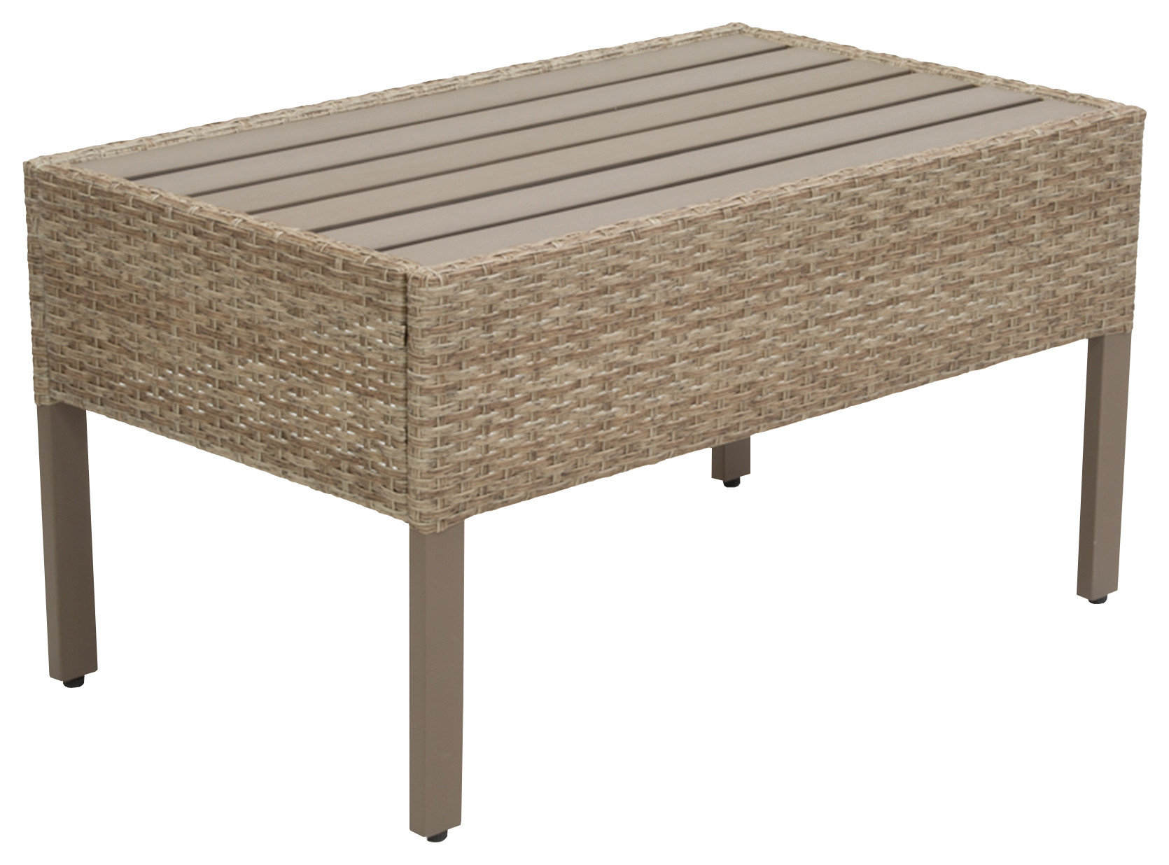 Maui Outdoor Coffee Table, Natural Aged Wicker - Tropical - Outdoor ...
