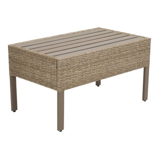 Maui Outdoor Coffee Table, Natural Aged Wicker - Tropical - Outdoor ...