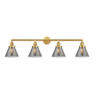 Large Cone 4 Light Bath Vanity Light - Industrial - Bathroom Vanity ...
