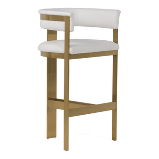 Modrest Boswell Modern White + Matte Gold Barstool - Contemporary - Bar ...