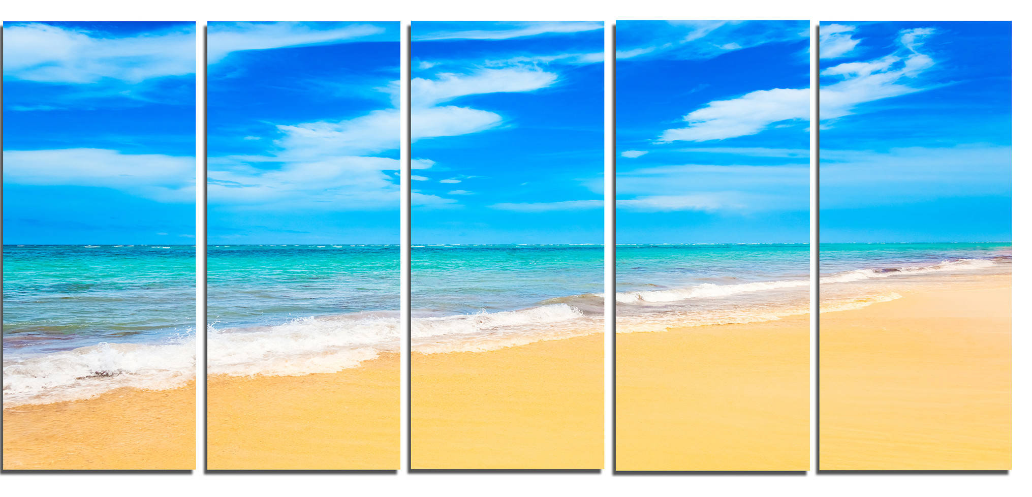 "Blue Sandy Tropical Sea Beach" Metal Wall Art, 60"x28" - Beach Style ...