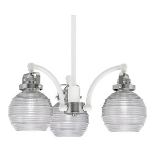 Easton 3 Light, Chandelier, White & Brushed Nickel Finish, 6" Clear ...