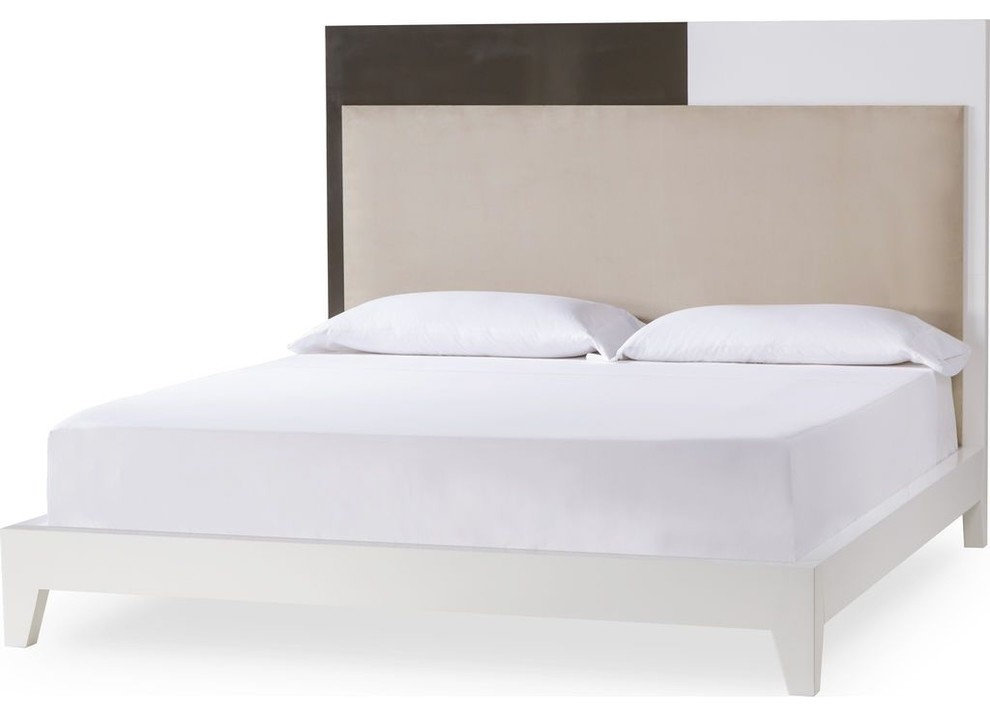 Resource Decor Mondrian King Sized Bed, Cream/Brown/White ...