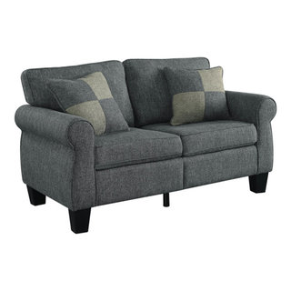 Furniture of America Adella Transitional Fabric Loveseat in Dark Gray ...