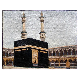 Islamic Icon Mecca Mosaic Makkah, 59" x 46" - Traditional - Tile Murals ...