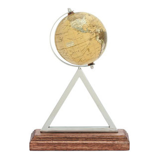 GwG Outlet Stainless Steel Pvc Wooden Globe, 9 x14 - Contemporary ...