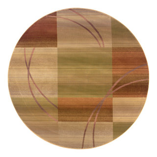 Generations 1608D Beige/Rust 2' x 3' Rug, Round 6' Round - Contemporary ...