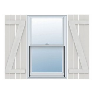 Rustic 2 Board Spaced Board & Batten Faux Wood Shutters, Z-Board, 23"W ...