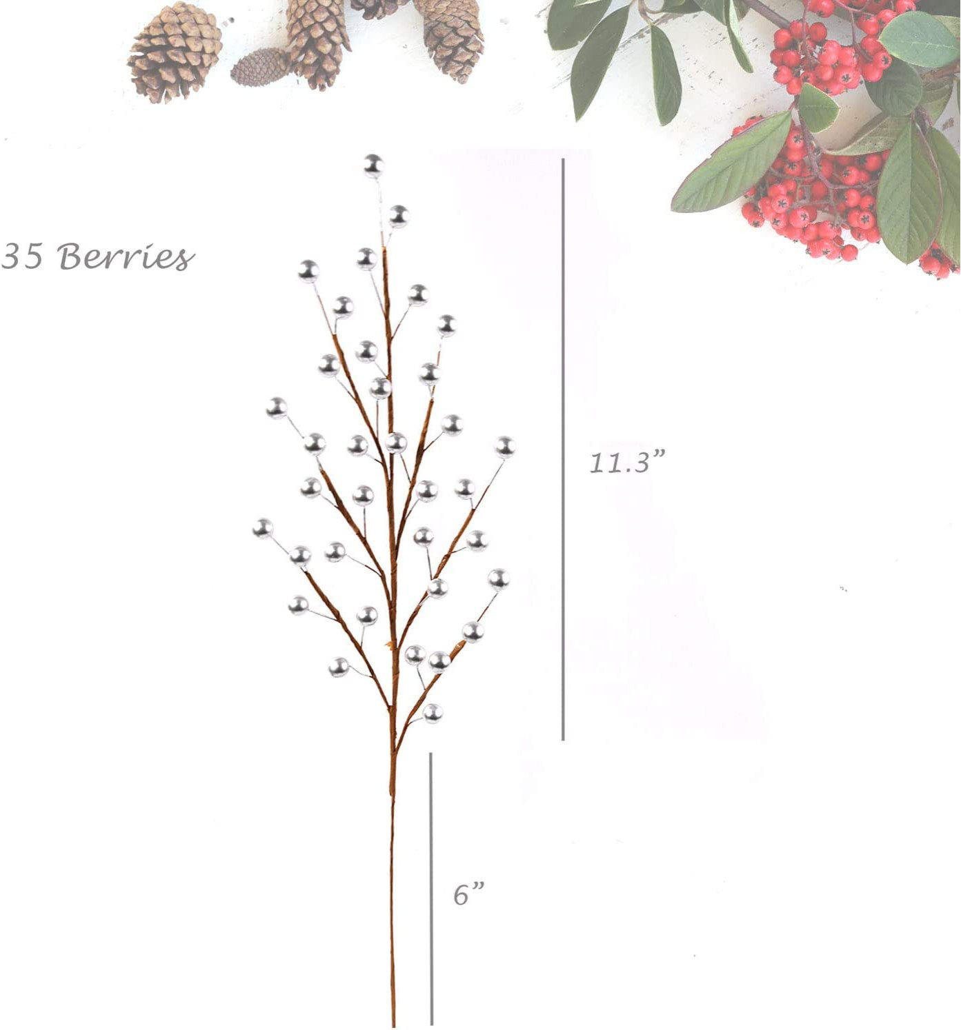 24 Xmas Tree Berry Stem Picks - Holiday Decor - Traditional - Christmas ...