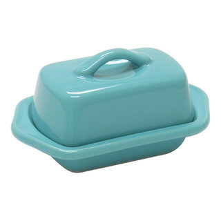 Chantal Aqua Blue Ceramic Mini 5 Inch Butter Dish - Contemporary ...