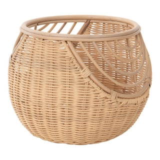 Spider Round Wicker Decorative Storage Basket, Natural - Tropical ...