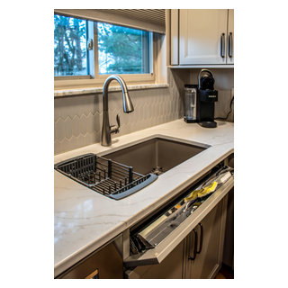 Two-Tone Neutral Kitchen with Quartz Countertop and Soho Picket ...