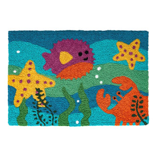 Puffer Fish and Crab 30 x 20 Inches Accent Throw Rug Machine Washable ...