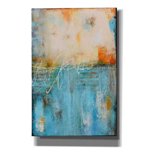 Contemporary Vertical Abstract Canvas Art in Blue Tones, Giclee Print ...