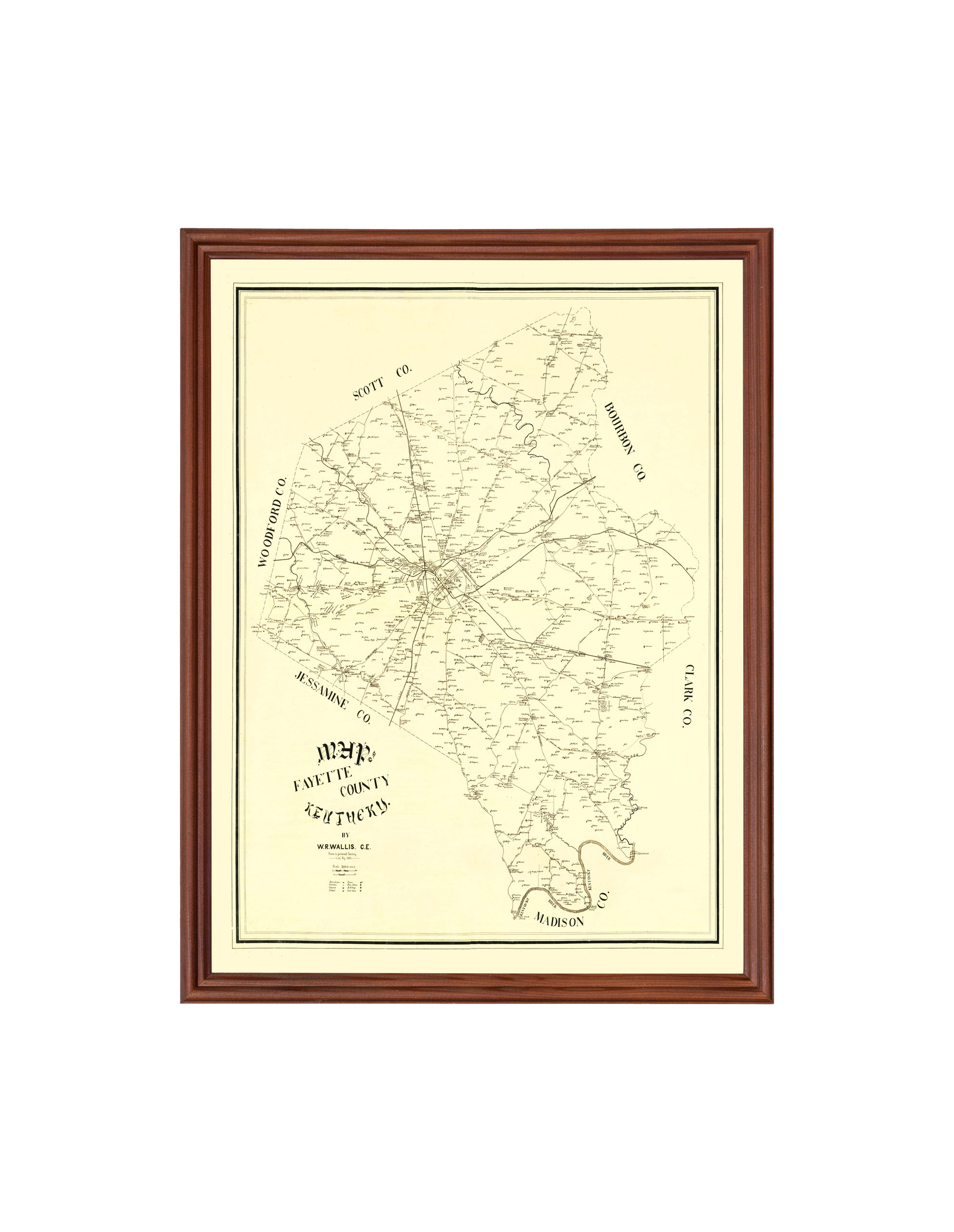 Fayette County Map Framed Art 1891, Vintage Kentucky Wall Decor, 18x24 ...