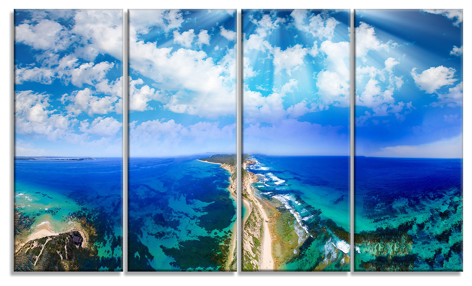 "Blue Fort Nepean Road From Helicopter" Landscape Wall Art, 48"x28" 4 ...