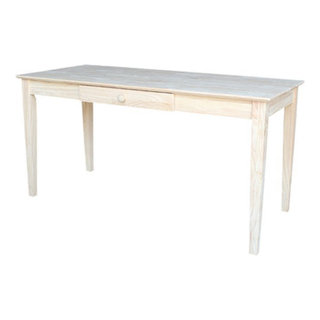 Unfinished Solid Wood Writing Desk With Drawer - Transitional - Desks ...