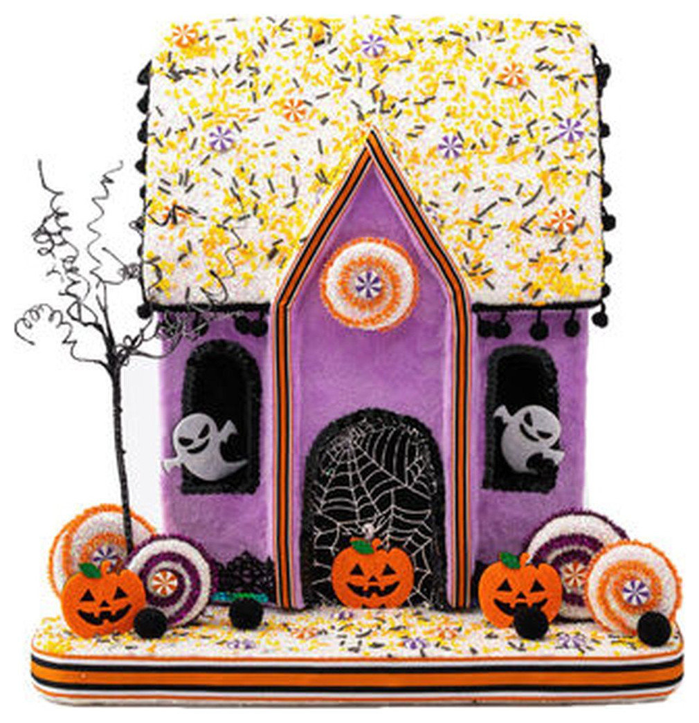 December Diamonds Halloween Carnival 15.5" Purple Candy Haunted House ...