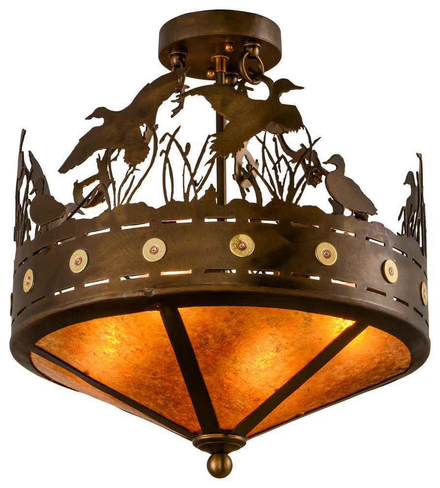 16W Ducks in Flight Flushmount - Rustic - Flush-mount Ceiling Lighting ...