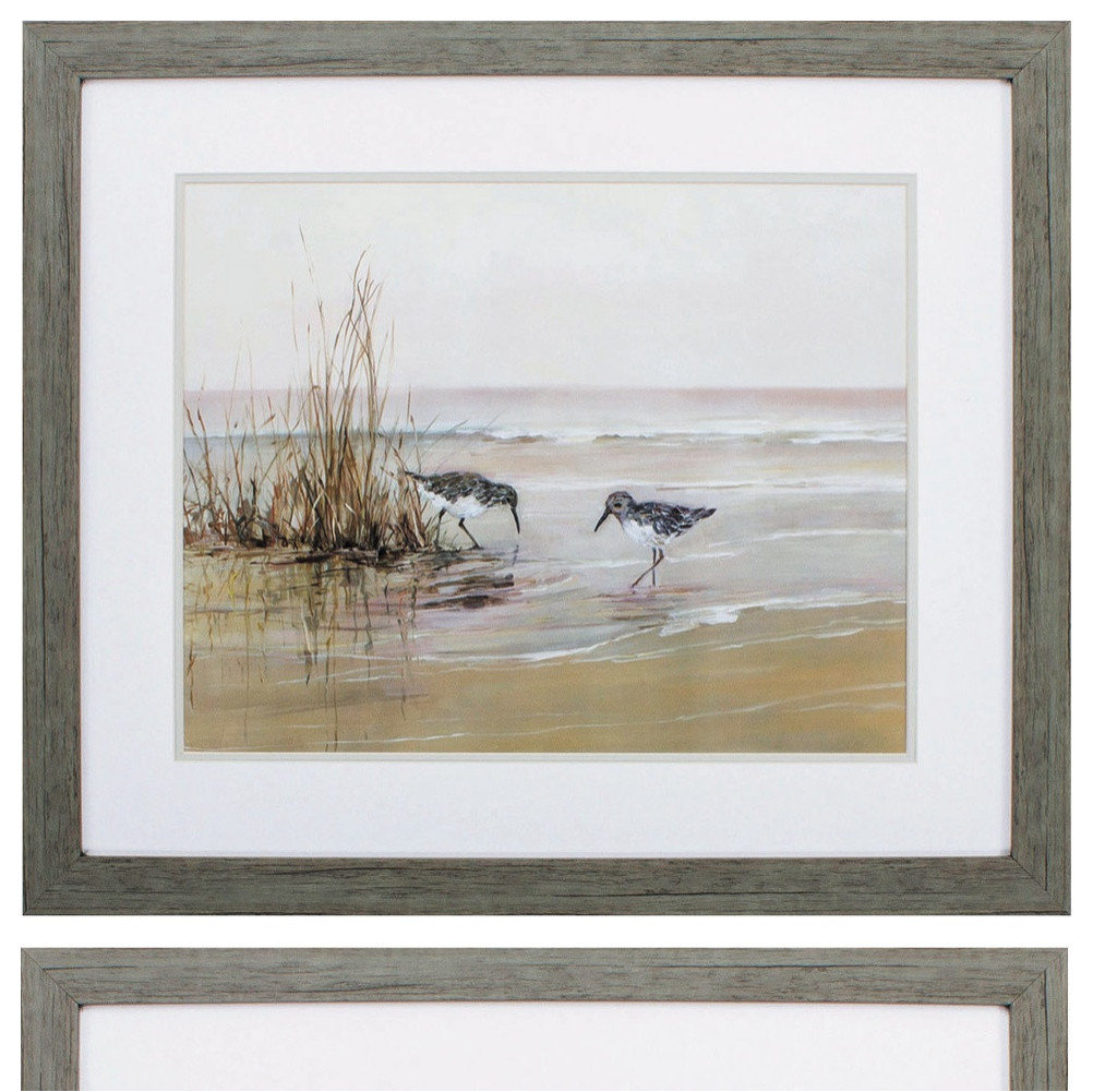 28" X 24" Woodtoned Frame Early Risers (Set Of 2) - Beach Style ...