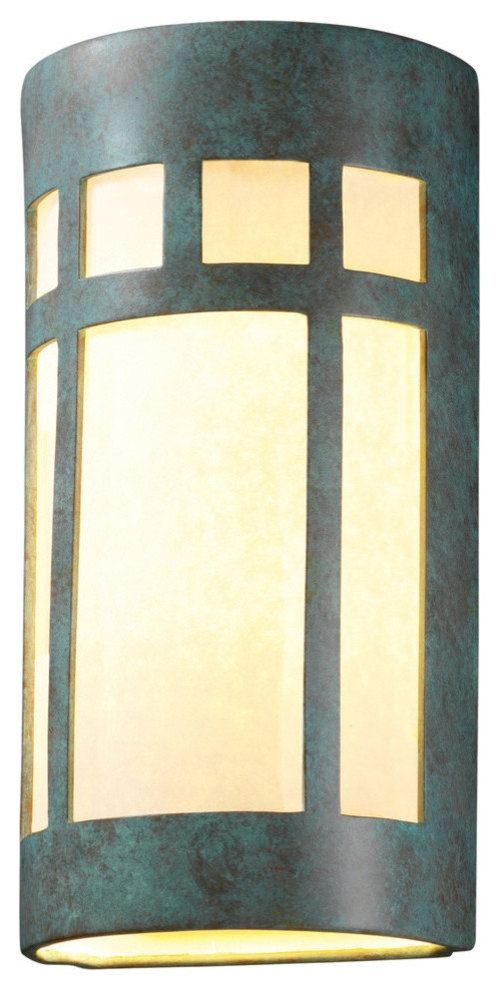 Ambiance Prairie Window Wall Sconce, Verde Patina-White - Craftsman ...