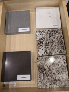 Cool countertops and warm cabinets