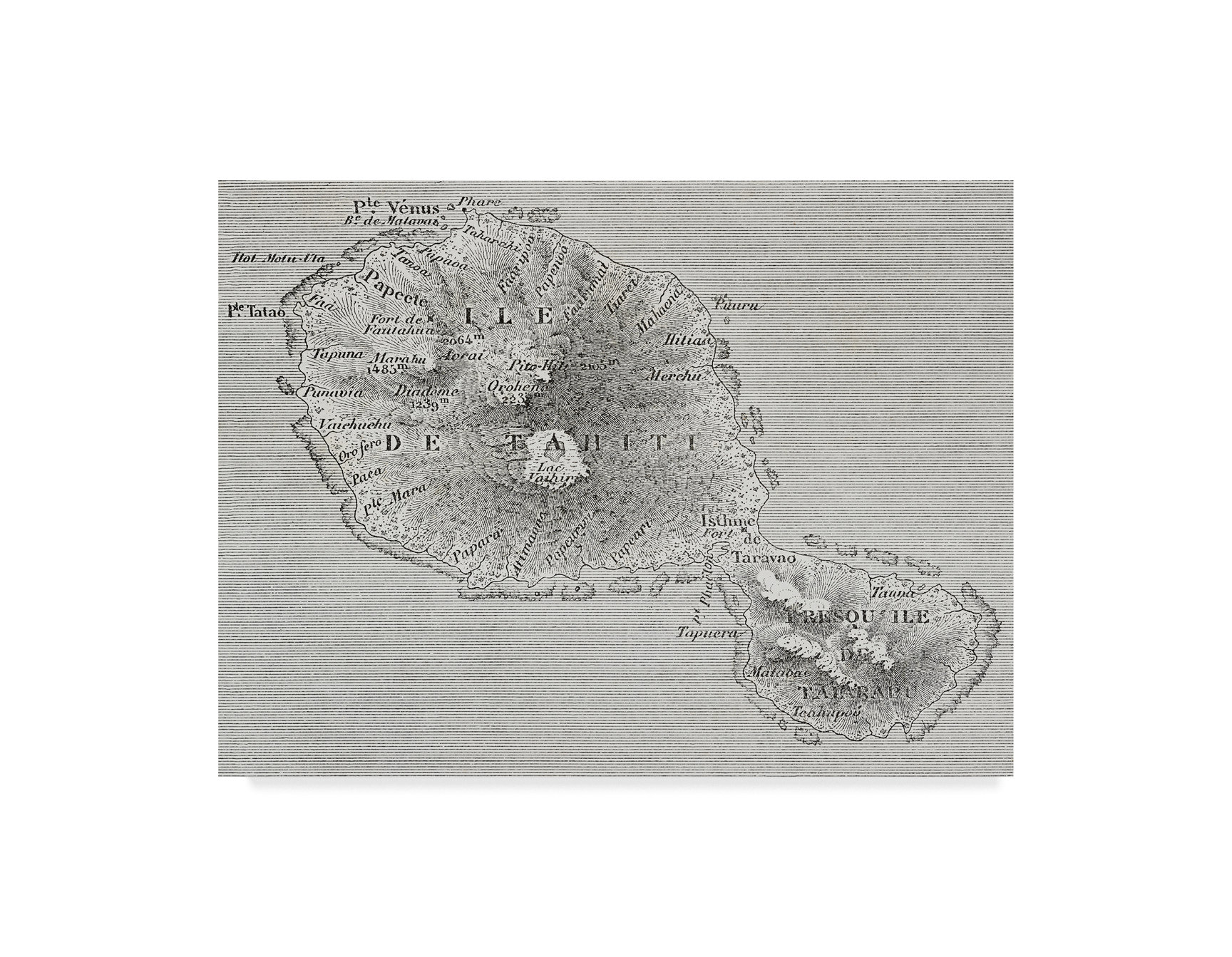 French School 'Map Of Tahiti Island, French Polynesia' Canvas Art, 18 ...