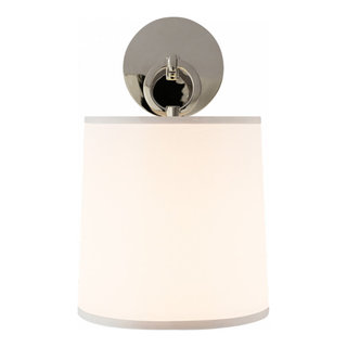 French Cuff Wall Sconce, 1-Light, Polished Nickel, Silk Shade, 14"H ...