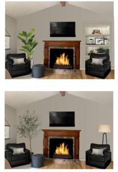 Asymmetrical fireplace