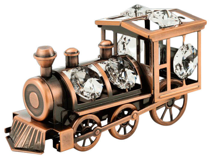Copper Plated Train Figurine With Clear Crystals - Industrial ...