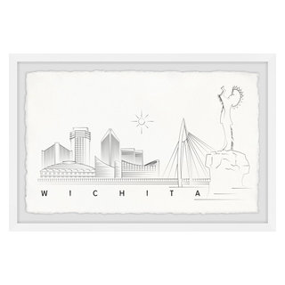 "Wichita Kansas Skyline" Framed Painting Print, 36x24 - Contemporary ...