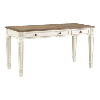 Bowery Hill 2 Drawer Lift Top Writing Desk in White and Brown - French ...