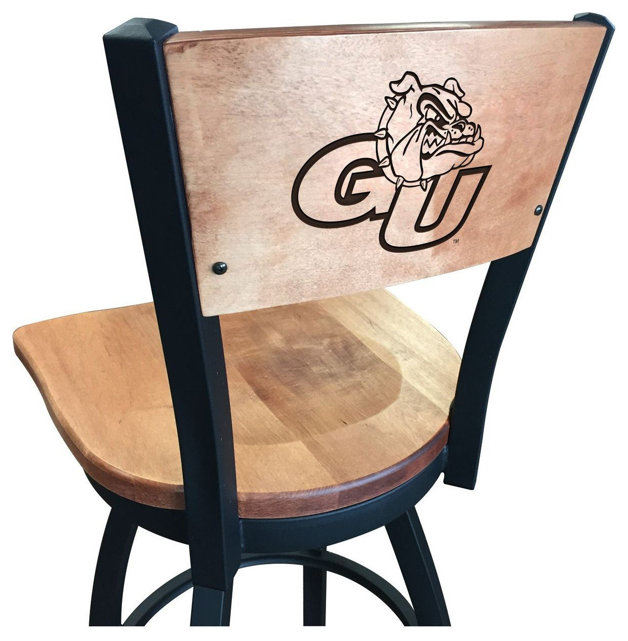 Holland L038 Gonzaga 36" Bar Stool - Black/Engraved Back/Maple Seat ...