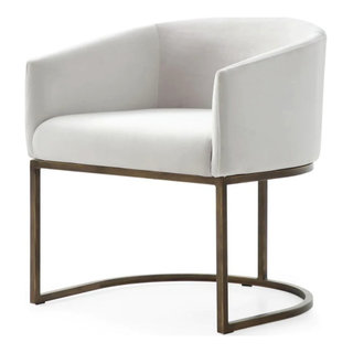 Paula Modern Off White & Brass Dining Chair SET/2 - Transitional ...